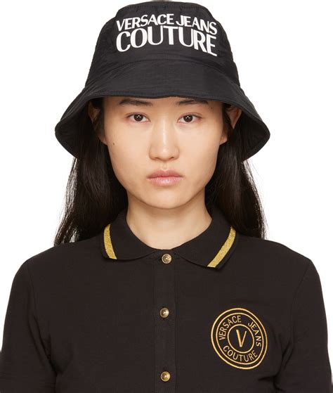Black Logo Bucket Hat By Versace Jeans Couture On Sale