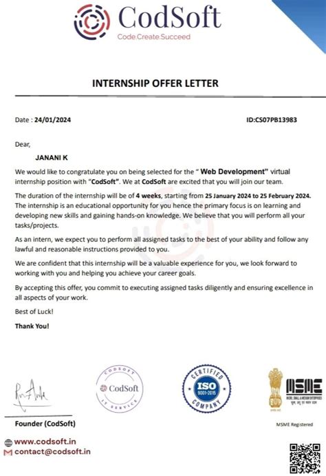 Janani K On Linkedin Internship Webdevelopment Codsoftintern