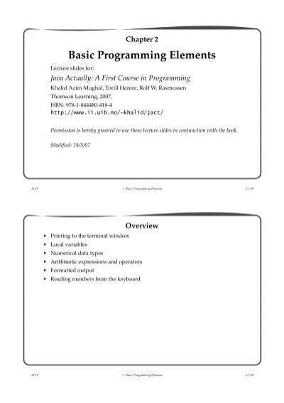 Chapter 2 Basic Programming Elements