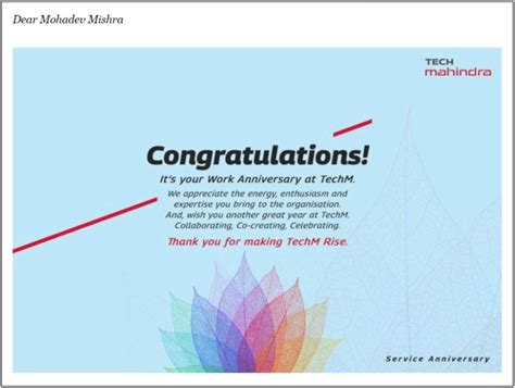 mohadev mishra on linkedin workanniversary techmahindra techm