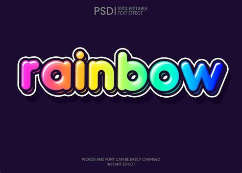Premium PSD Editable Rainbow Text Effect