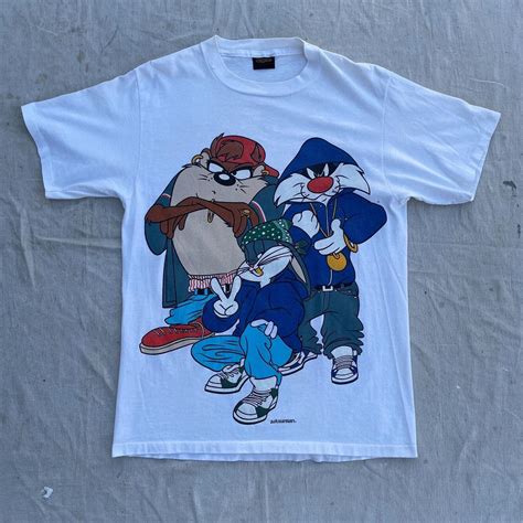Warner Bros Vintage 90s Looney Tunes Bugs Large Ganster Hip Hop T Shirt