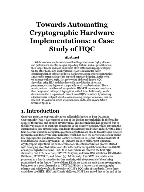 Towards Automating Cryptographic Hardware Implementations A Case Study