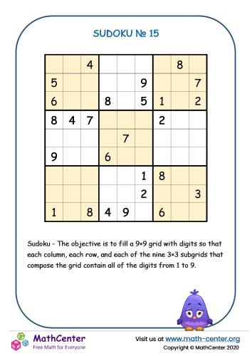 Sudoku No15 Games Math Center Sudoku No15 Games Math Center