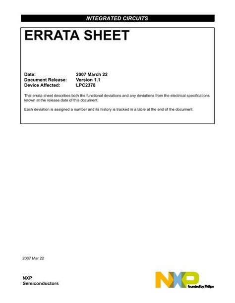 ERRATA SHEET