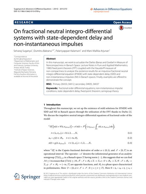 Pdf On Fractional Neutral Integro Differential Systems With State Dependent Delay And Non