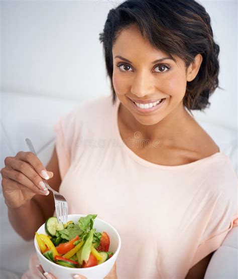 Lunch Salad And Portrait Of Happy Woman Eating For Nutrition Health