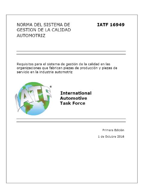Norma Iatf 16949 Español Pdf