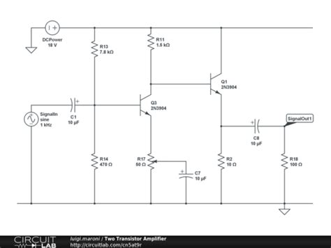 Two Transistor Amplifier Circuitlab