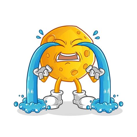 Premium Vector Moon Crying Illustration Character