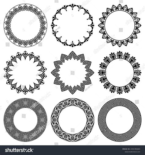 Vector Set Round Frames Geometric Floral Stock Vector Royalty Free 2191781603 Shutterstock