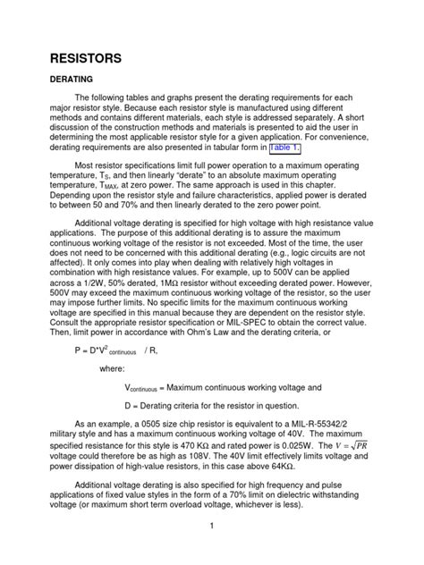 Resistors Derating Pdf Resistor Electrical Resistance And Conductance
