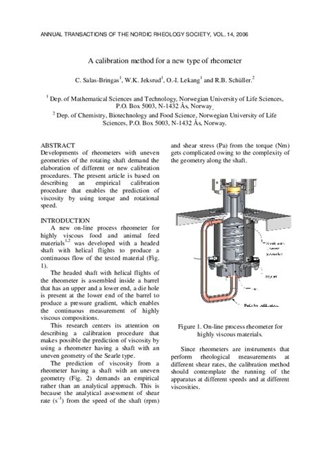 Pdf A Calibration Method For A New Type Of Rheometer