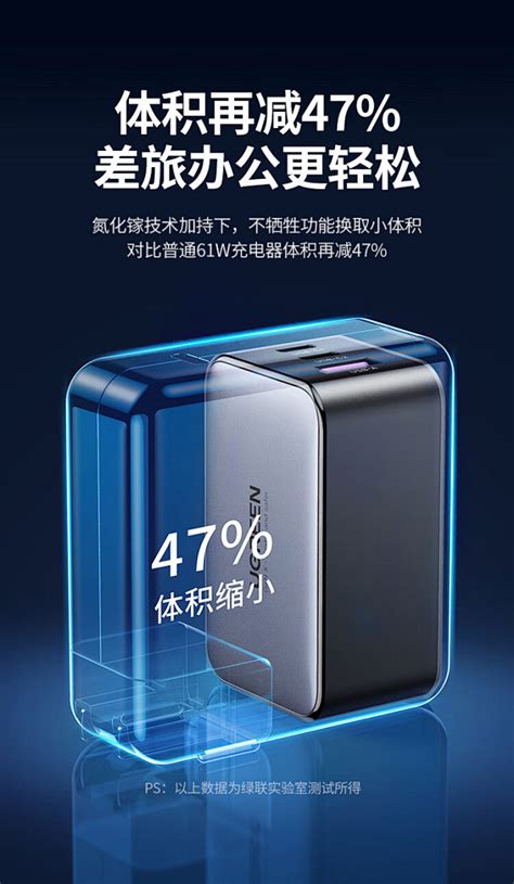 【绿联50653】绿联 何同学同款 氮化镓gan65w充电器套装双type C多口快充头适用pd20w苹果14手机macbook笔记本电脑线