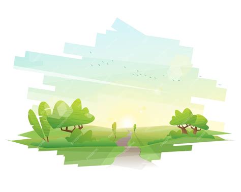 Premium Vector Beautiful Landscape Illustrated