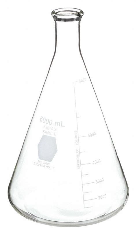 Borosilicate Glass 6 L Capacity Ml Erlenmeyer Flask 8afr0 26500 6000 Grainger