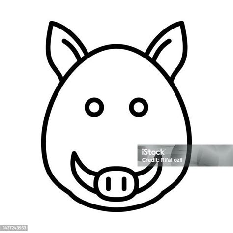 멧돼지 멧돼지 얼굴 아이콘 로고 디자인 벡터 템플릿 그림 기호 및 기호 픽셀 완벽한 0명에 대한 스톡 벡터 아트 및 기타 이미지