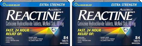 Reactine Extra Strength Antihistamine Tablets 10mg Cetirizine Hydrochloride 24 Hour Allergy