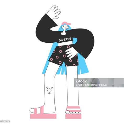 트랜스젠더 Mtf 또는 Ftm 트랜스 기호와 색상을 가진 사람 젠더 퀴어와 크로스 드레서 권리 개념 Lgbtq 평등 벡터 플랫 격리 된 그림 사회 전환 Lgbt 프라이드의