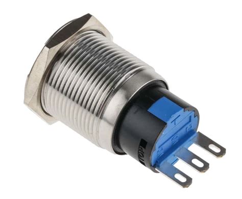 RS PRO RS PRO Push Button Switch Momentary Panel Mount 19mm Cutout SPDT 250V Ac IP65