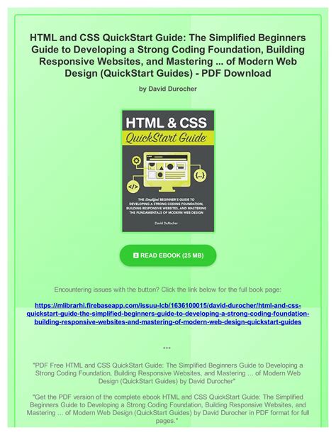 Pdf Free Html And Css Quickstart Guide The Simplified Beginners Guide To Developing A Strong