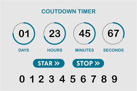 Countdown Timer Website Element With Buttons Logo Template Illustration
