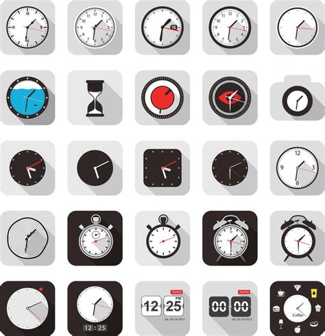Time Clock Watch Icon Set 54424500 Vector Art At Vecteezy