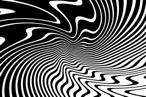 Abstract Black And White Wavy Lines Halftone Pattern Twisting Motion