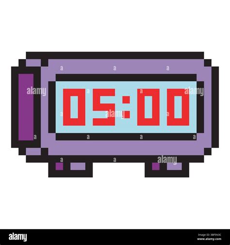 Digital Alarm Clock In Pixel Art Style Stock Vector Image And Art Alamy