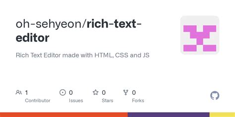 GitHub Oh Sehyeon Rich Text Editor Rich Text Editor Made With HTML