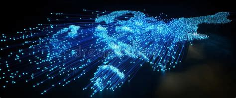 Abstract Blue Digital Stream Data Flow Network High Quality Image Stock Illustration