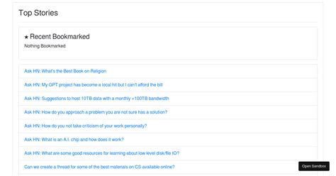 Hackernews Top 10 Posts Codesandbox