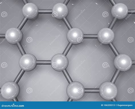 hexagonal lattice of carbon atoms 3d model stock illustration