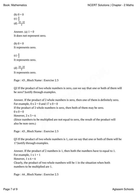 NCERT Solutions Class Maths Chapter Whole Numbers Question Answer PDF AglaSem