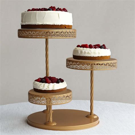 Gold Hollow Lace Dessert Stand 3 Tier Efavormart