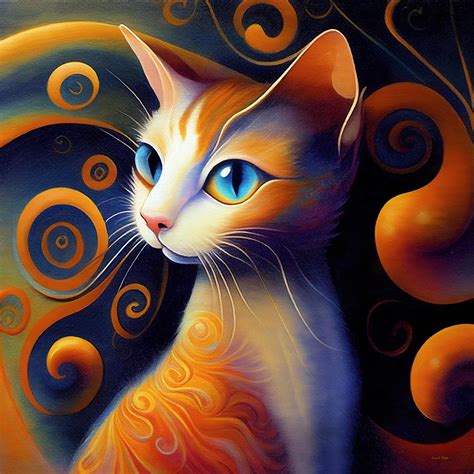 Orange Tabby Swirl Digital Art By Lisa S Baker Fine Art America