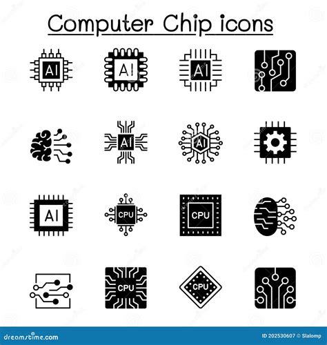 Computer Chips And Electronic Circuit Icon Vector Illustration Graphic Design Solid Style Stock