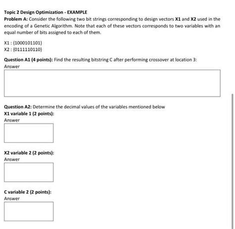 Solved Topic 2 Design Optimization EXAMPLE Problem A Chegg Com