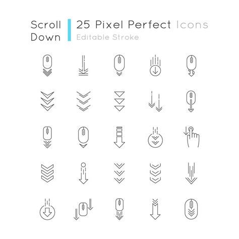 scroll down pixel perfect linear icons set 3272825 vector art at vecteezy