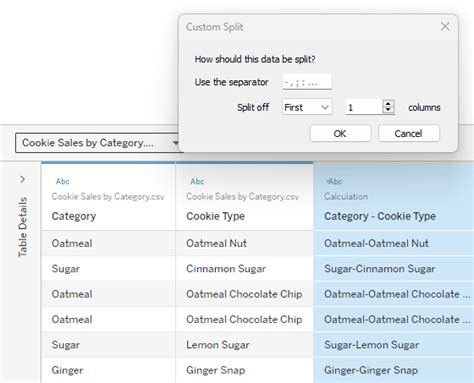 how to split and de limit columns in tableau
