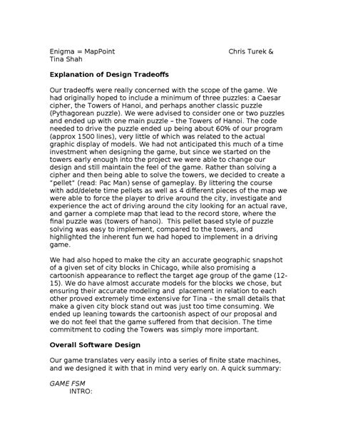 Explanation Of Design Tradeoffs Video Game Design And Development