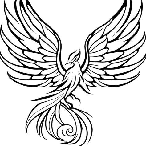 Premium Vector Phoenix Bird Vector Illustration Line Art