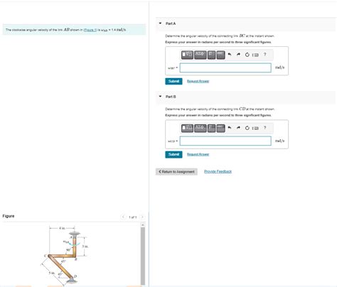 Solved The Clockwise Angular Velocity Of The Link Ab Shown