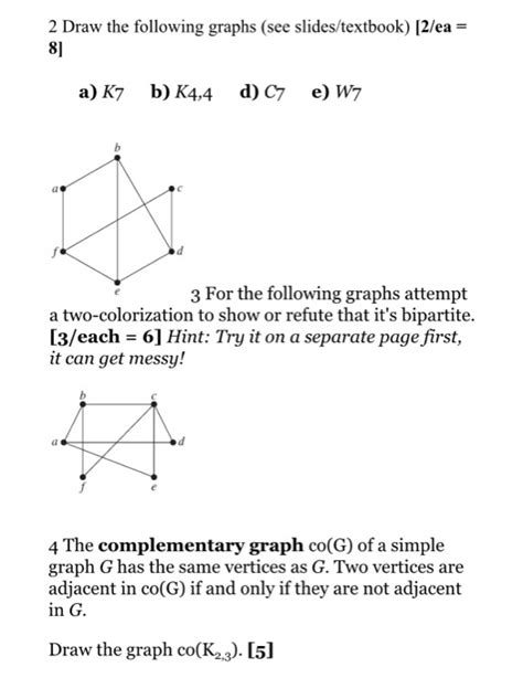 solved 2 draw the following graphs see slides textbook