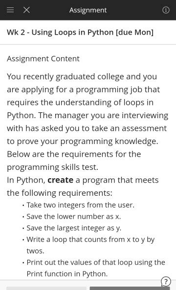 Solved Assignment Wk 2 Using Loops In Python Due Mon