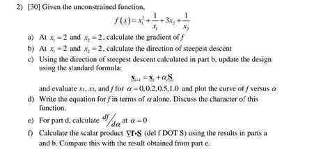 2 30 Given The Unconstrained Function