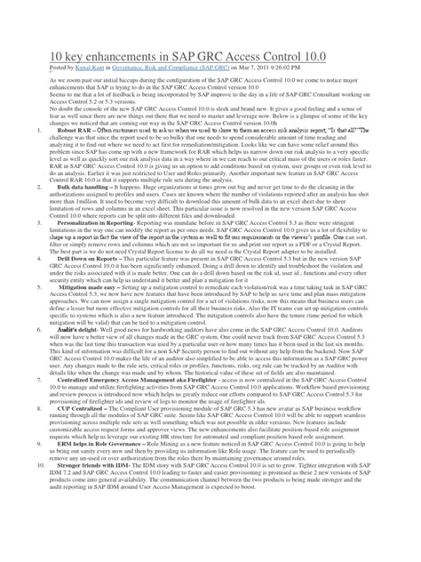 Pdf 10 Key Enhancements In Sap Grc Access Control 10 Dokumen Tips