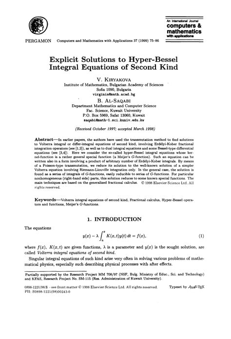 Pdf Explicit Solutions To Hyper Bessel Integral Equations Of Second Kind