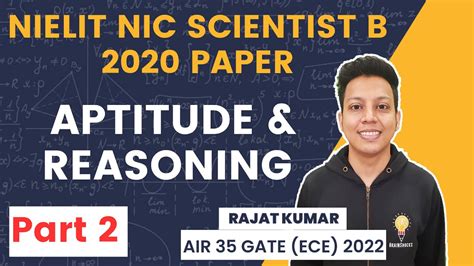 Nielit Nic Scientist B 2020 Paper Aptitude And Reasoning Part 2 Rajat Kumar Air 5 Gate Ece