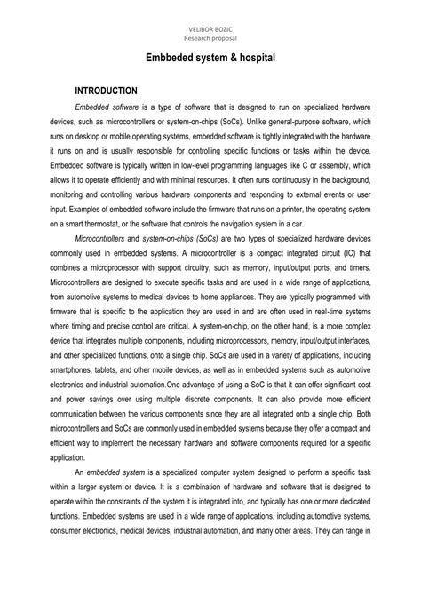 Pdf Embbeded System And Hospital